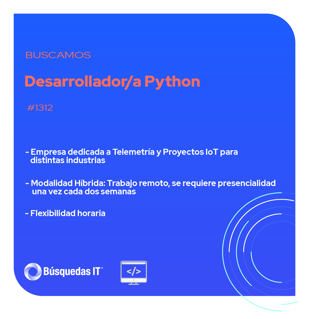 Búsquedas IT-DESARROLLADOR/A PYTHON - URUGUAY